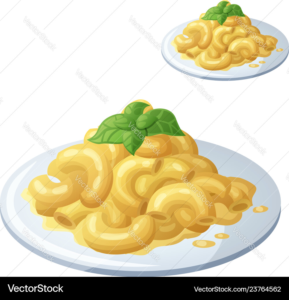 Macaroni and cheese isolated on white background Vector Image
