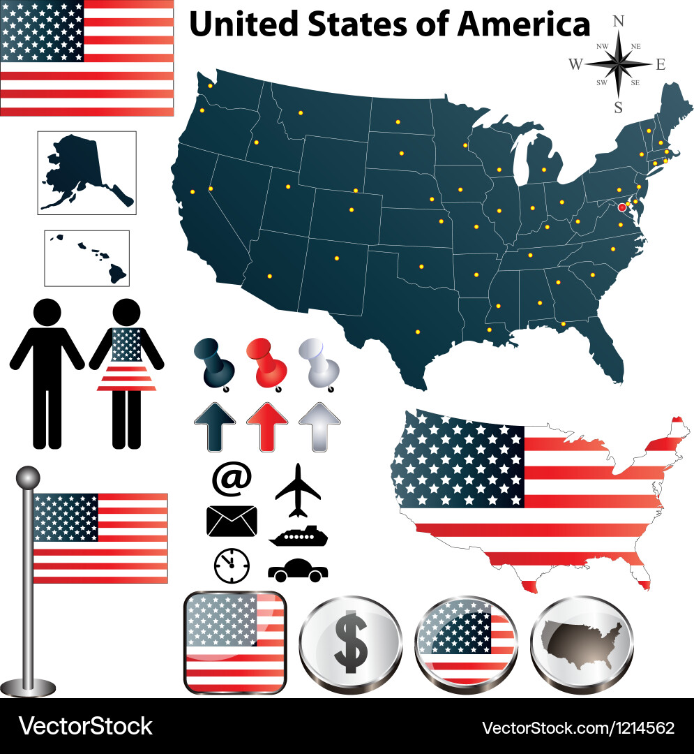 Map of usa Royalty Free Vector Image - VectorStock