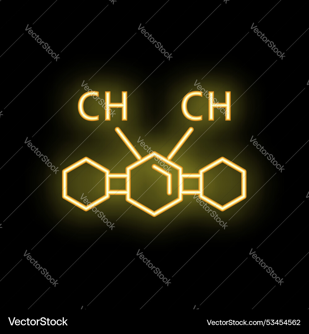 Neon glowing butane molecule icon on dark Vector Image