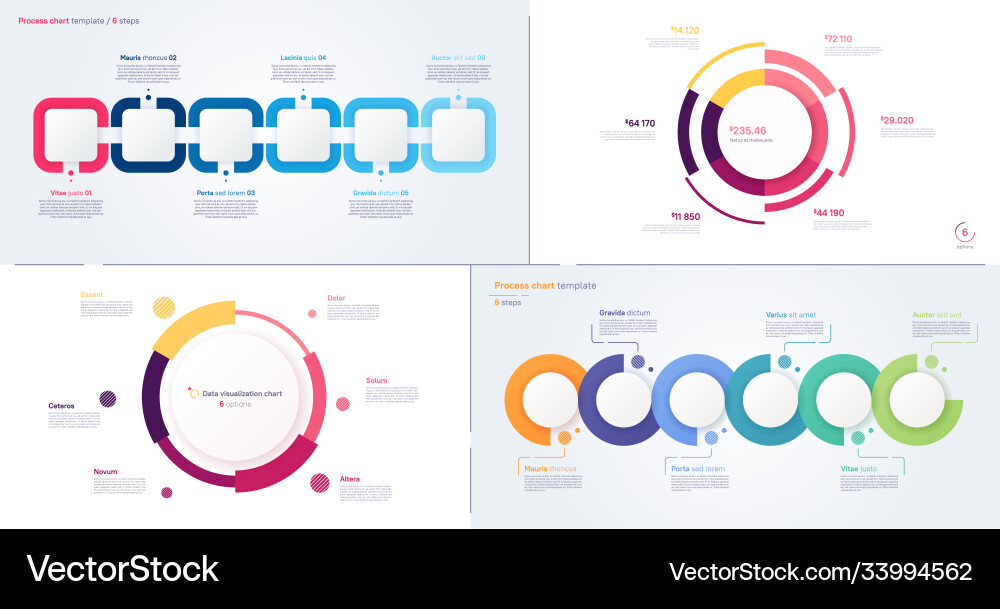 Process and circle chart designs Royalty Free Vector Image