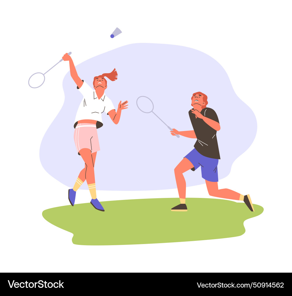 Professional badminton players with racket Vector Image
