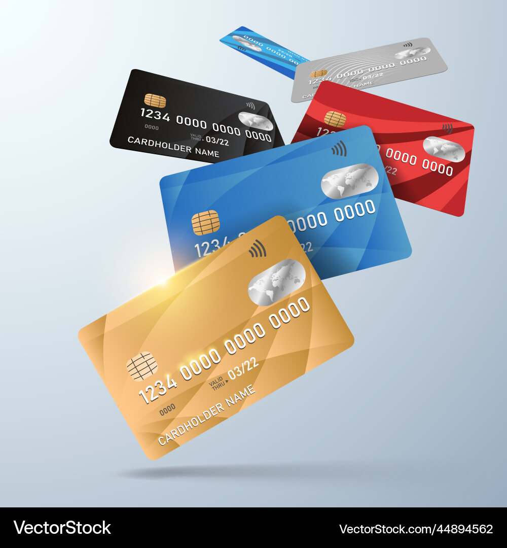 Realistic credit cards Royalty Free Vector Image