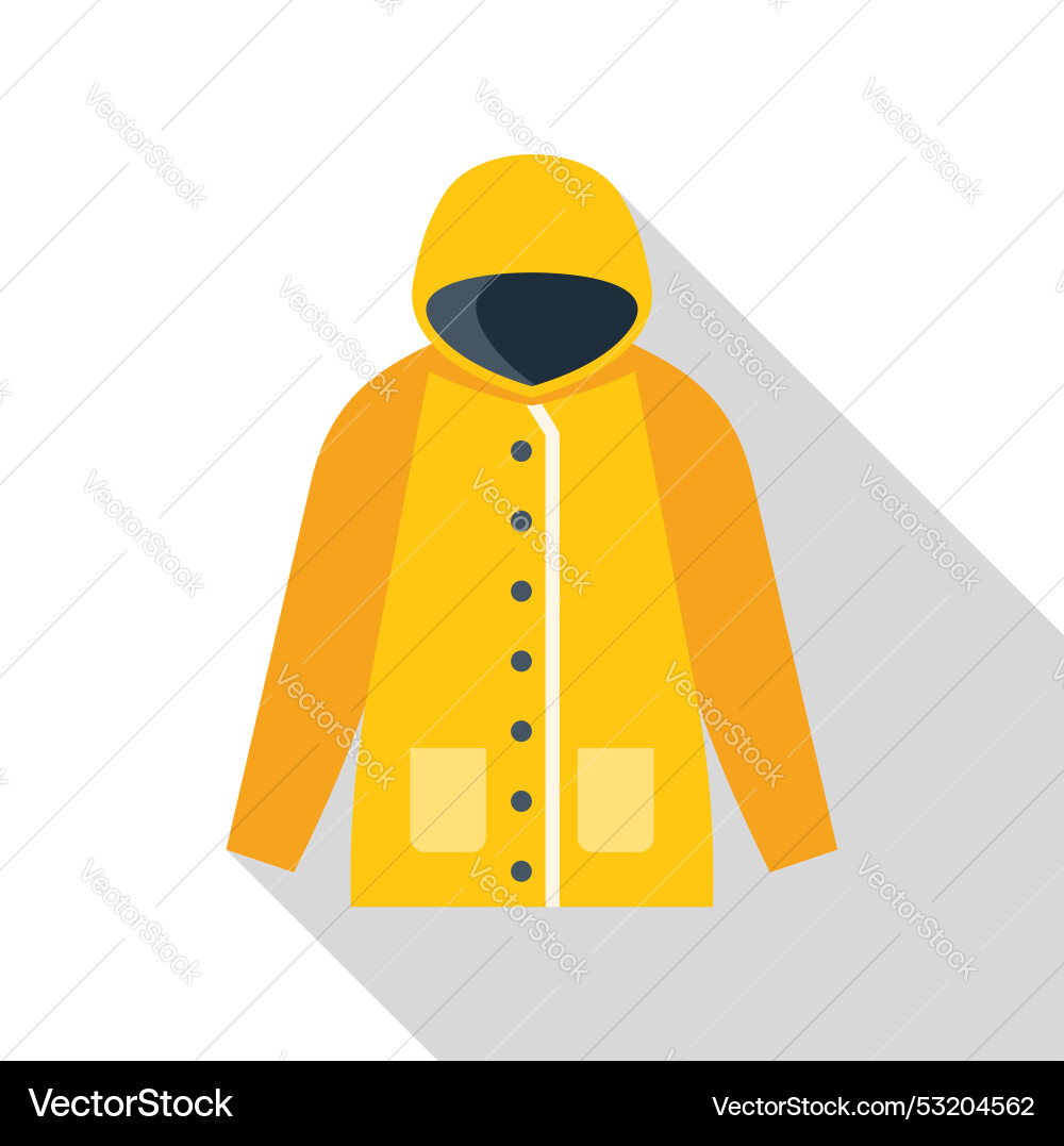 Yellow raincoat protecting from rain in flat Vector Image