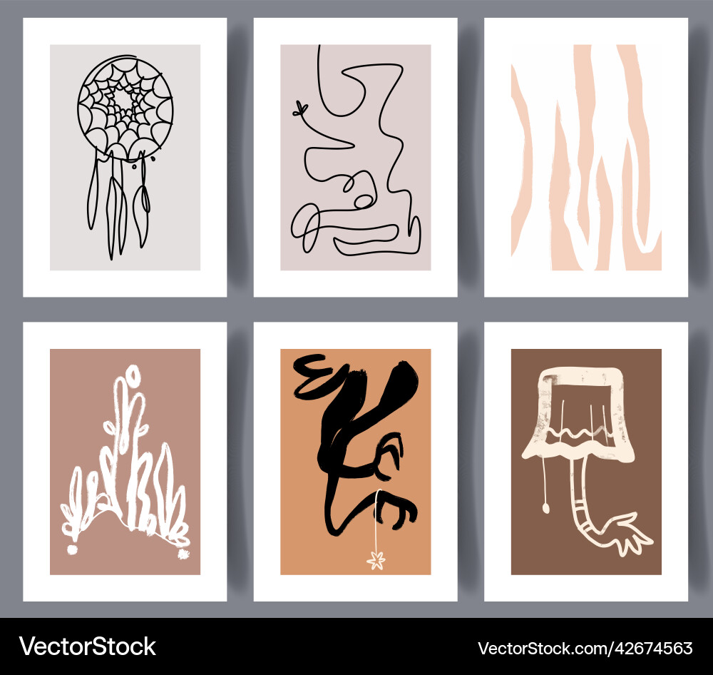 Abstract printable art wall posters set Royalty Free Vector