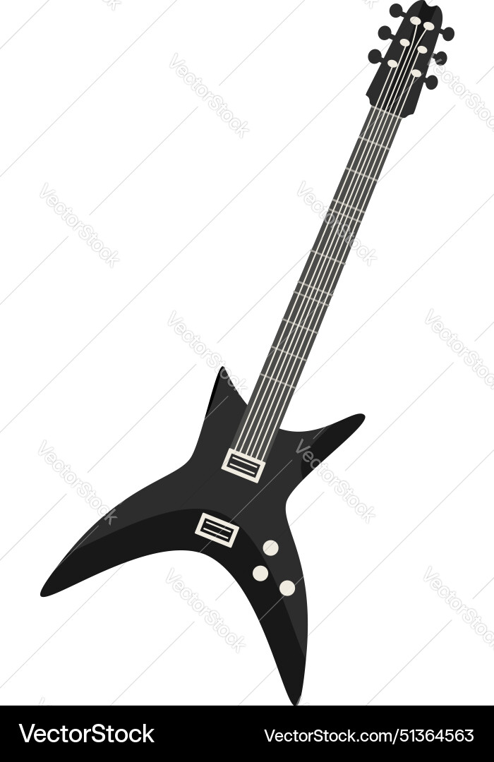 Black electric guitar with a distinctive body Vector Image