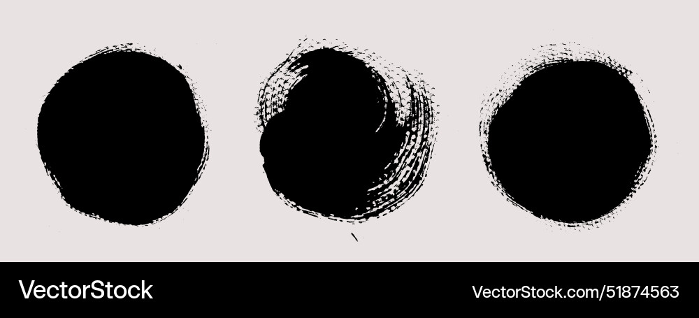 Brush strokes set of round text boxes Royalty Free Vector