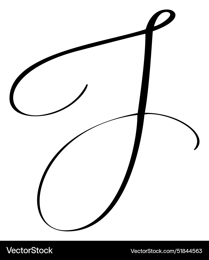Calligraphy hand drawn letter j drop cap Vector Image