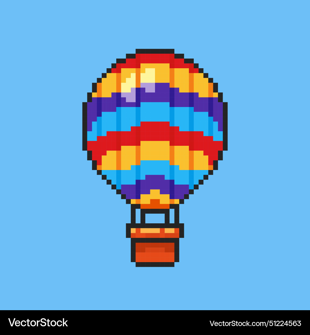 Hot air balloon pixel art design Royalty Free Vector Image