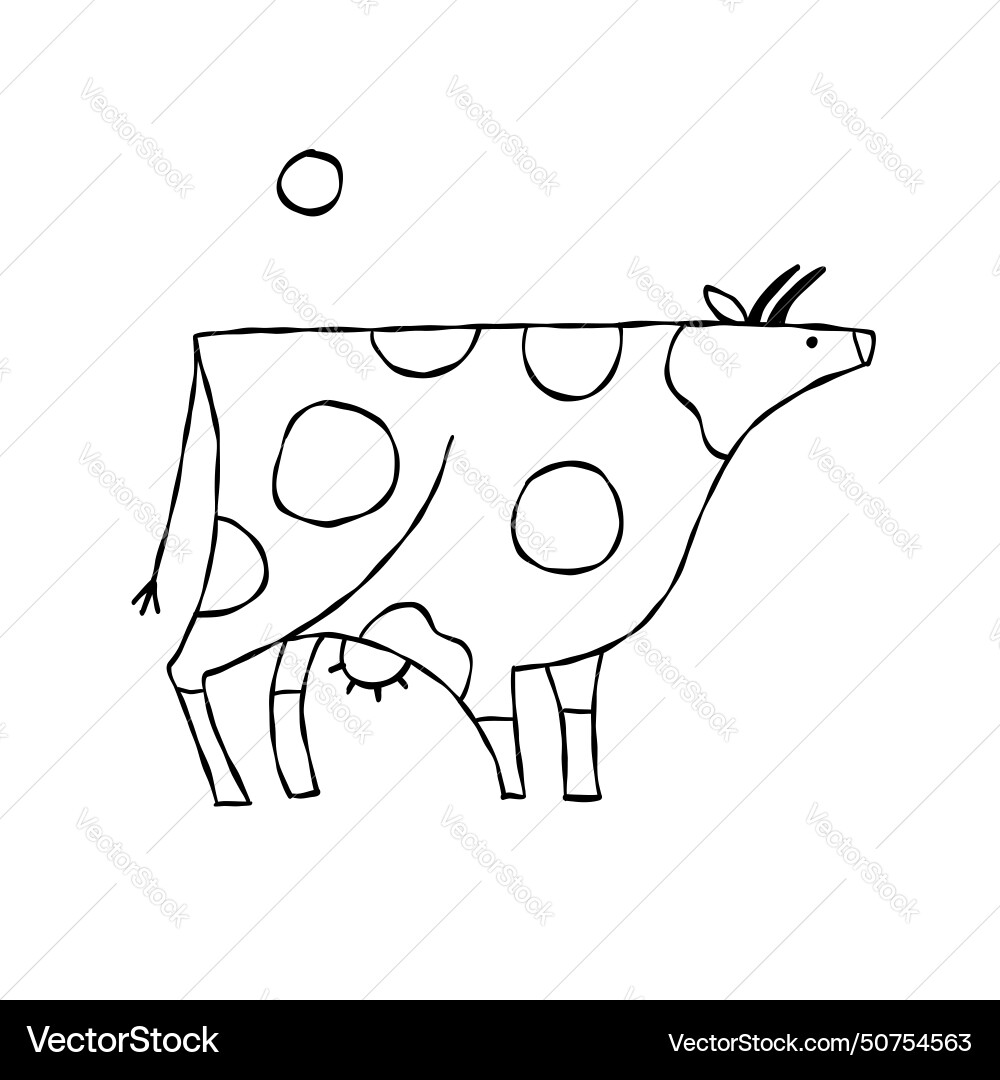 Isolated cow on white background Royalty Free Vector Image