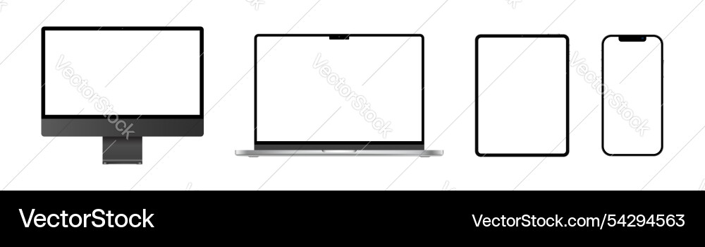 Realistic desktop laptop tablet pc and smartphone Vector Image