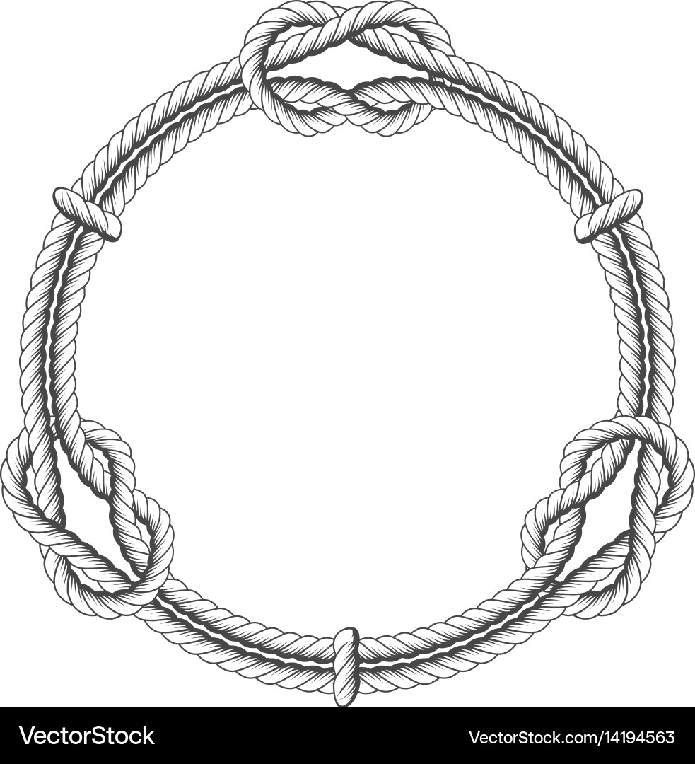Twisted rope circle - round frame with knots Vector Image