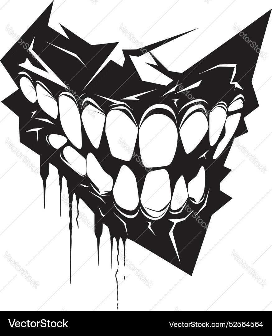 Demonic bite evil creature mouth symbol haunting Vector Image