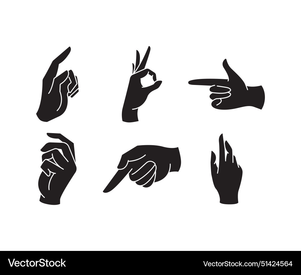 Hand gestures set Royalty Free Vector Image - VectorStock