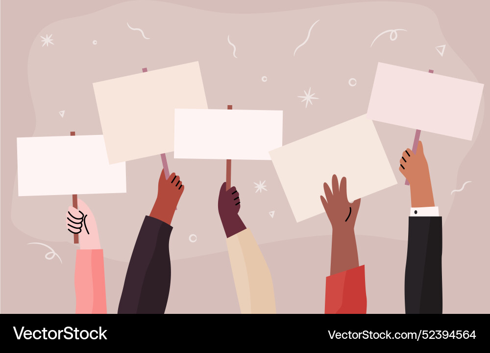 Hands with placards Royalty Free Vector Image - VectorStock