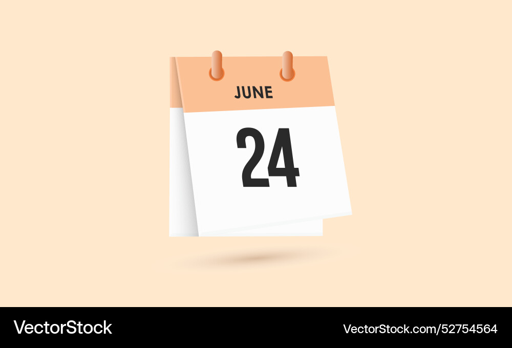 June 24 - calendar and time planner daily Vector Image