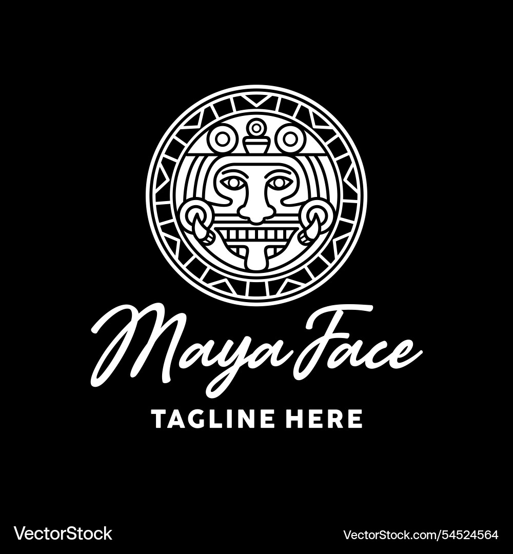 Maya aztec face logo native symbol emblem design Vector Image
