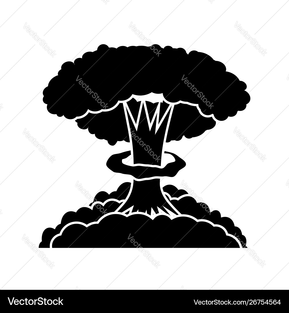 Nuclear burst cartoon bomb explosion radioactive Vector Image