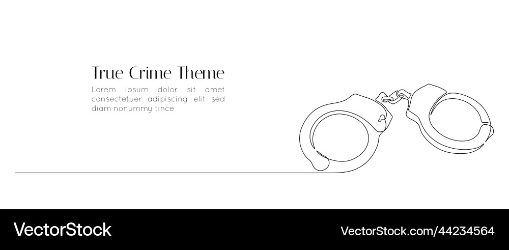 One continuous line drawing of closed handcuffs Vector Image