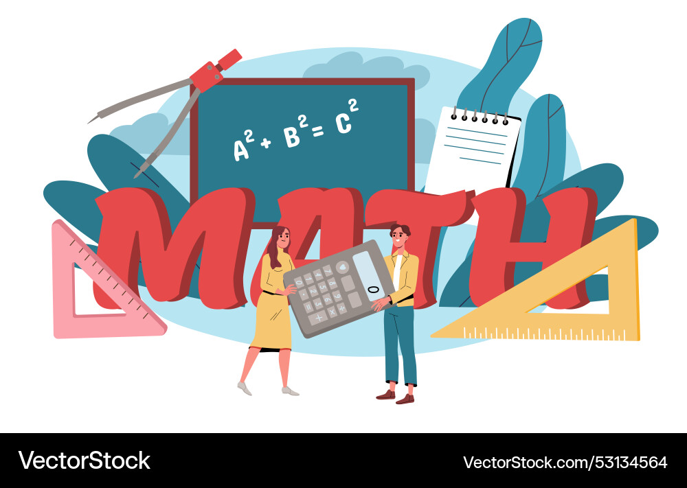 People learn math man and woman with calculator Vector Image