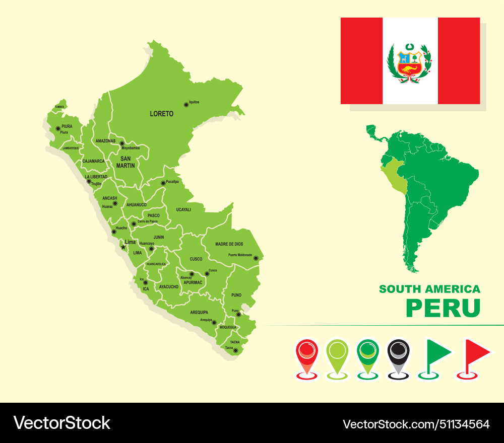Peru map Royalty Free Vector Image - VectorStock