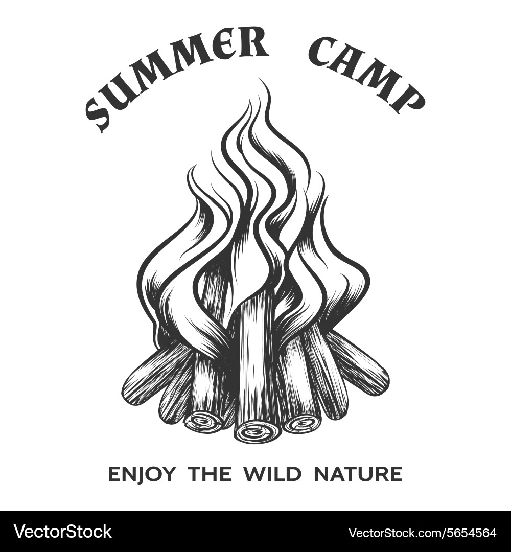 Poster with hand drawn campfire Royalty Free Vector Image