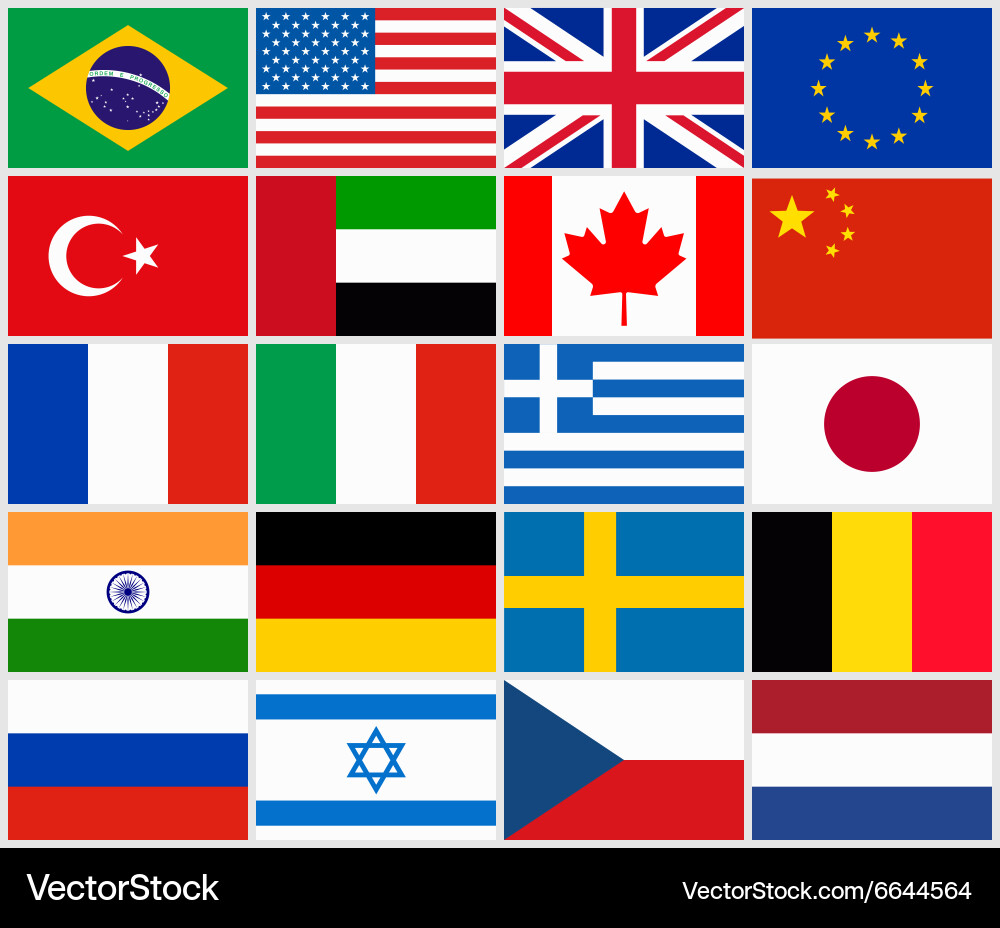 Set of popular country flags Royalty Free Vector Image