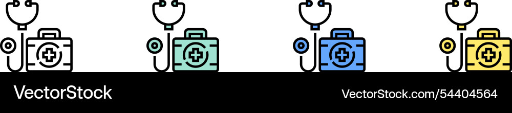 Stethoscope icon outline green blue and yellow Vector Image