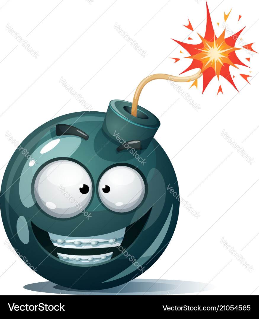 Cartoon Bomb with Spark and Smile Royalty Free Vector Image