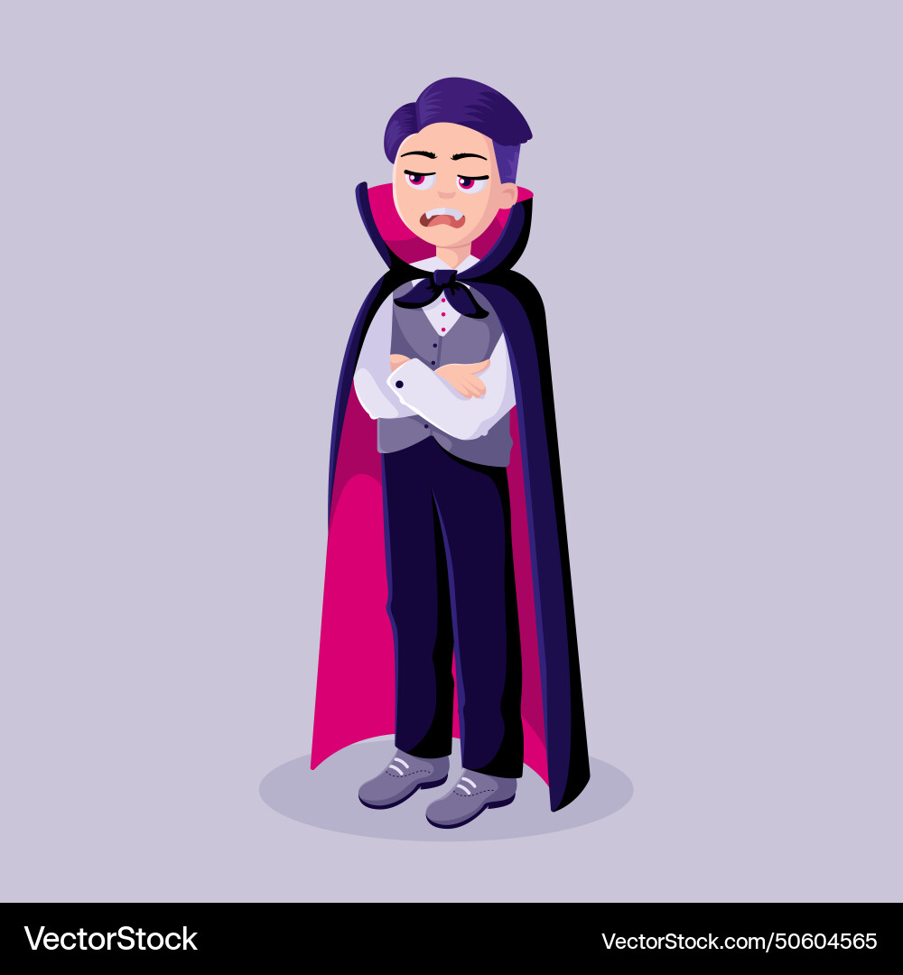 Cartoon vampire crossing arms Royalty Free Vector Image