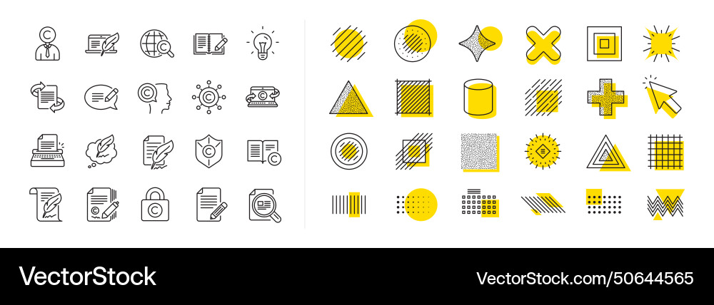Copywriting line icons copyright typewriter Vector Image