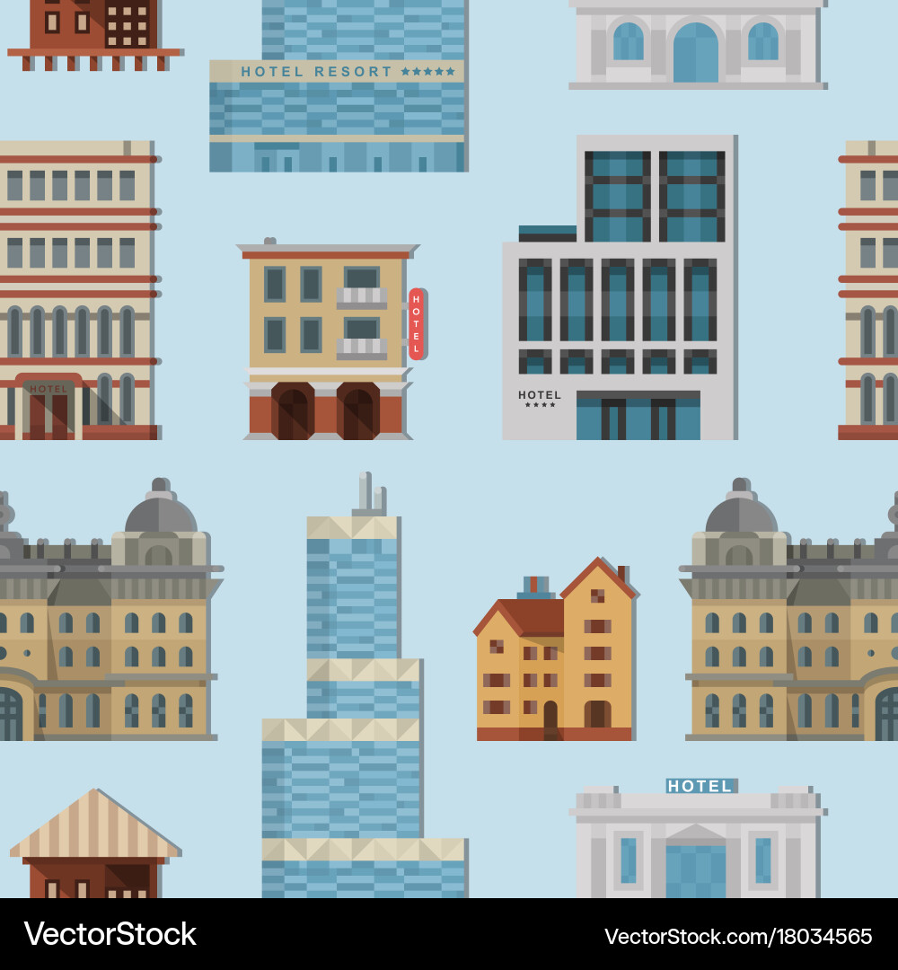 Different city public buildings houses set Vector Image