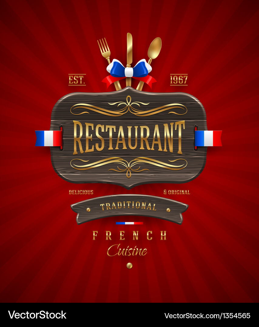 Elegant French Restaurant Sign Royalty Free Vector Image