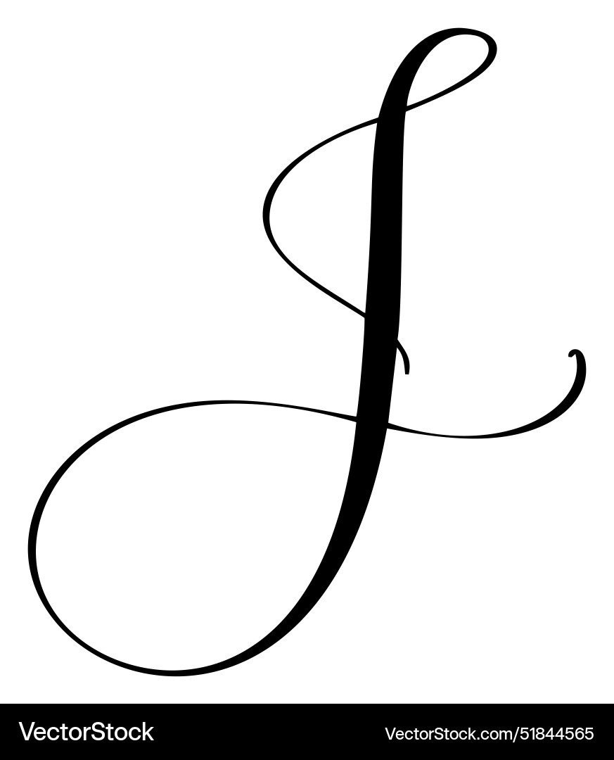 Hand drawn calligraphy letter j script Royalty Free Vector