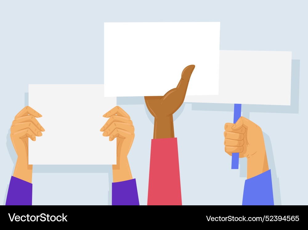 Hands with placards Royalty Free Vector Image - VectorStock