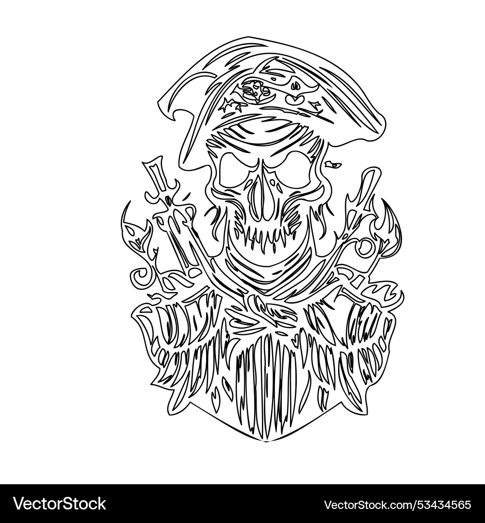 Pirate outline sketch Royalty Free Vector Image