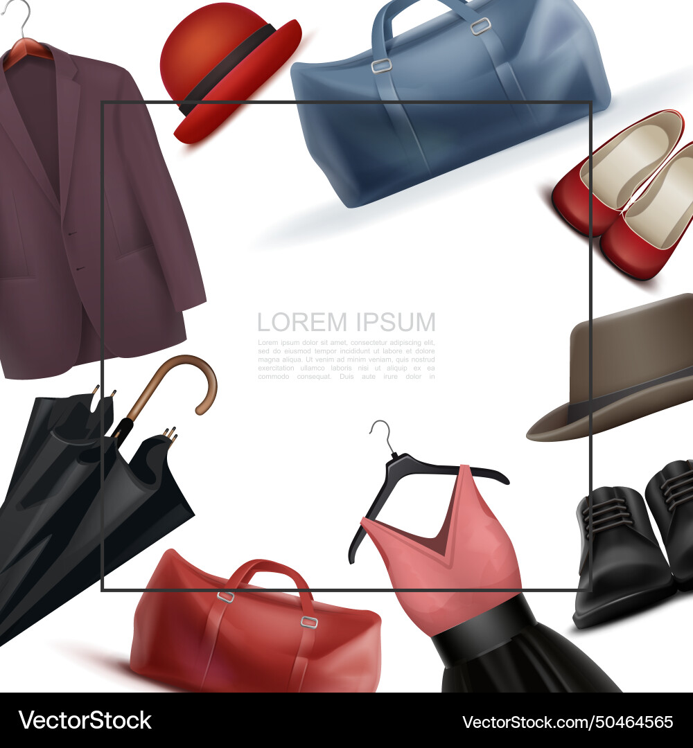 Realistic modern wardrobe elements template Vector Image