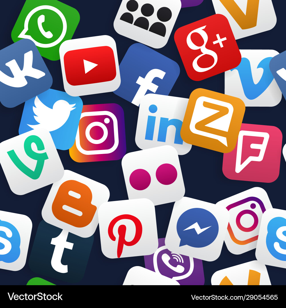 Seamless pattern social media icons Royalty Free Vector