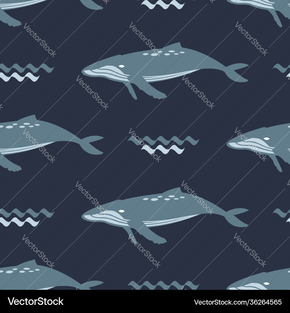 Seamless pattern with whale Royalty Free Vector Image