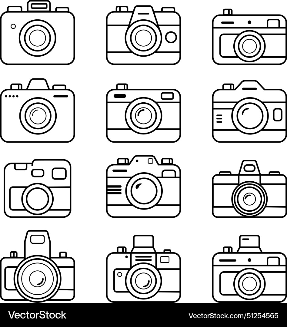 Single use disposable camera icons Royalty Free Vector Image