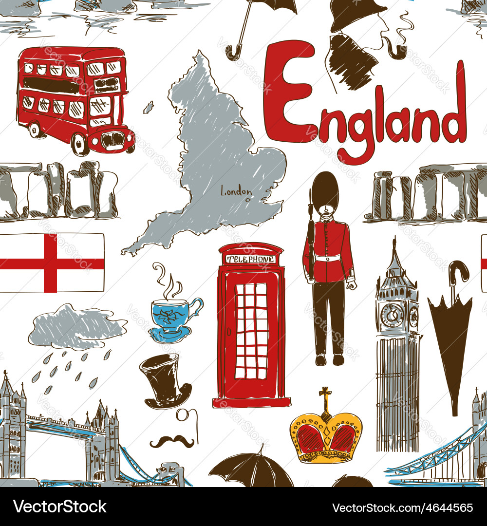 Sketch england seamless pattern Royalty Free Vector Image