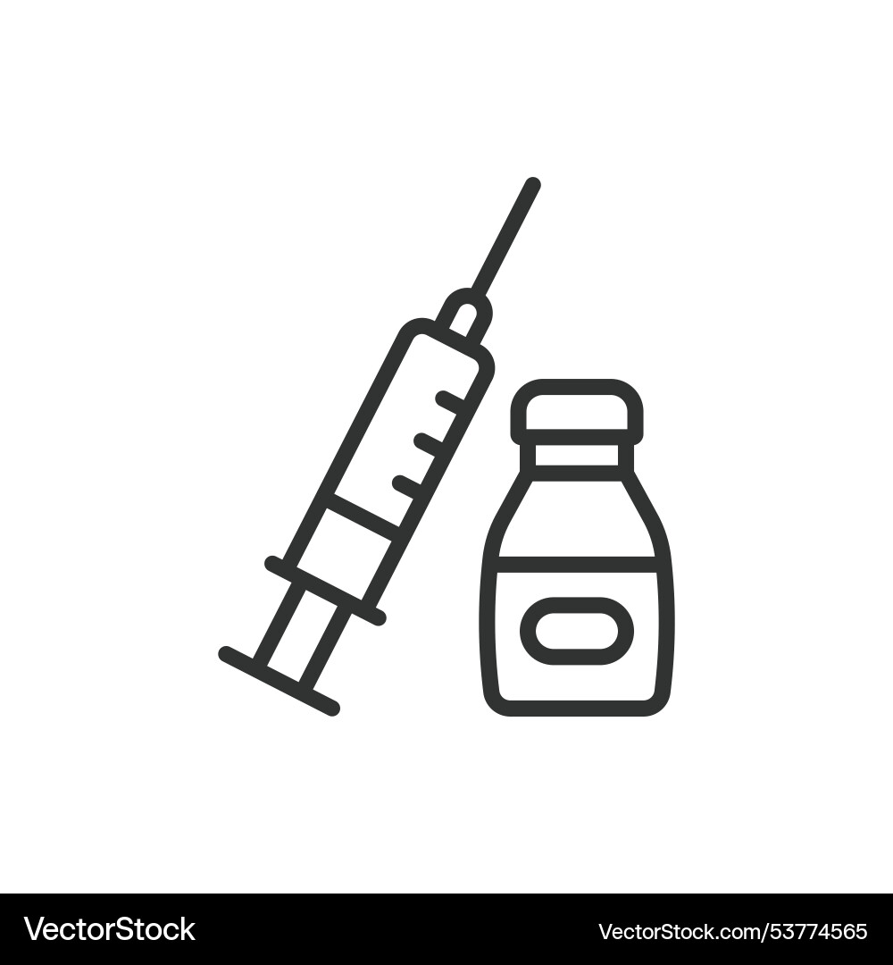 Vaccine in line design vaccination Royalty Free Vector Image