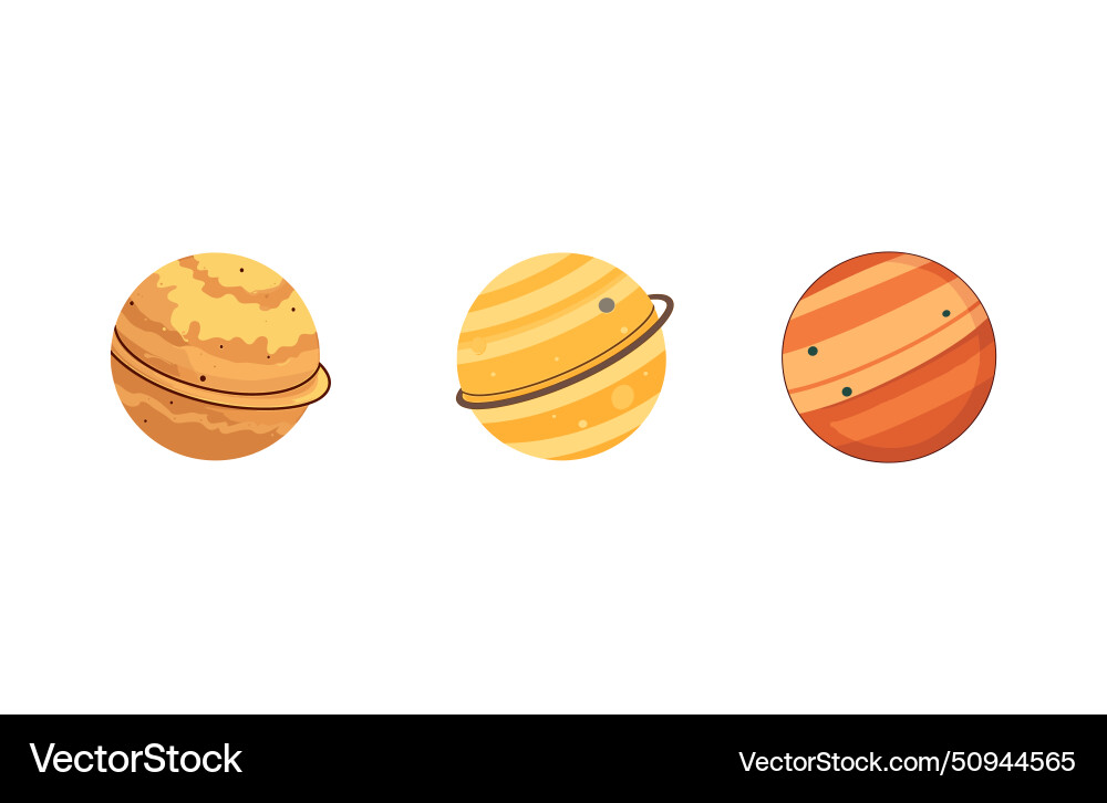 Venus planet space set Royalty Free Vector Image