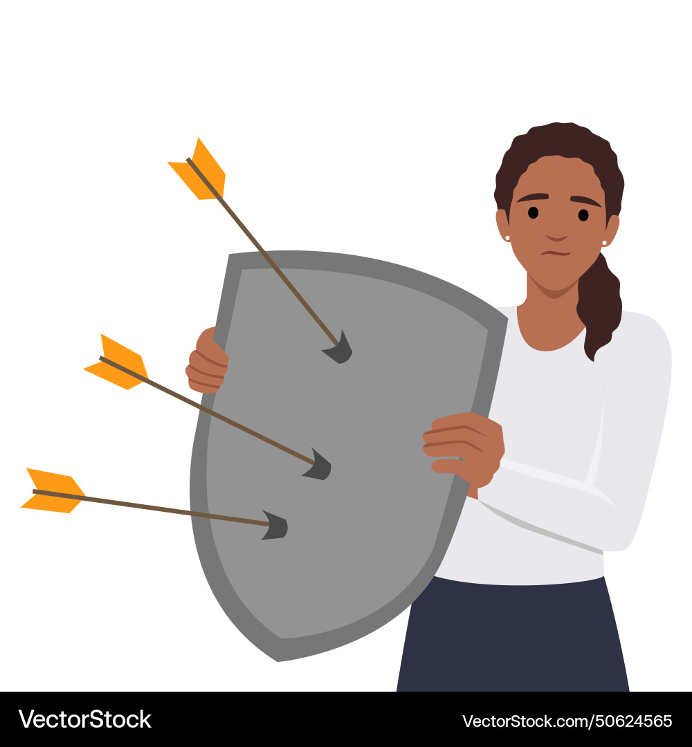 Young woman with mental disorders hold shield Vector Image