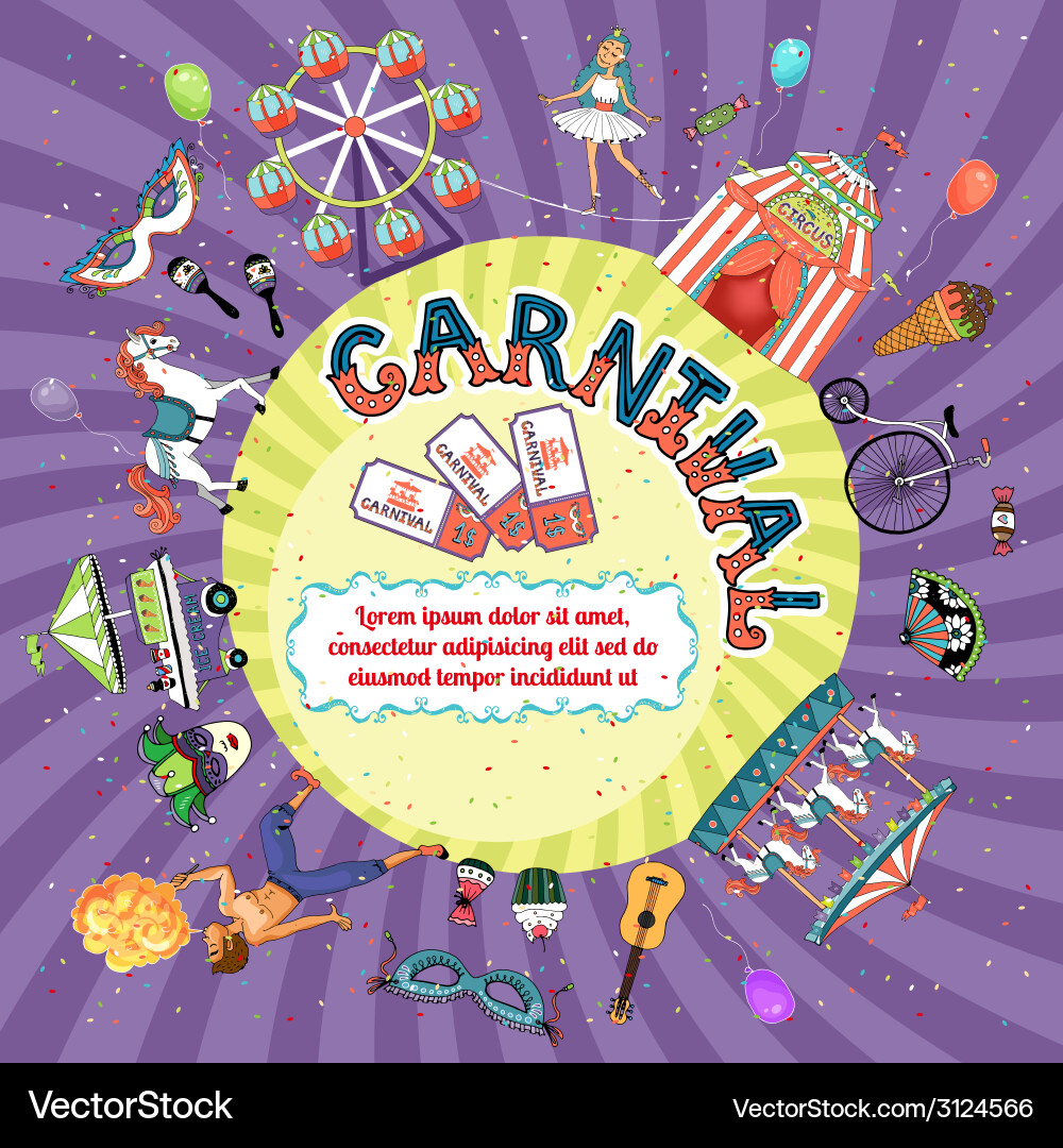 Carnival invitation design Royalty Free Vector Image