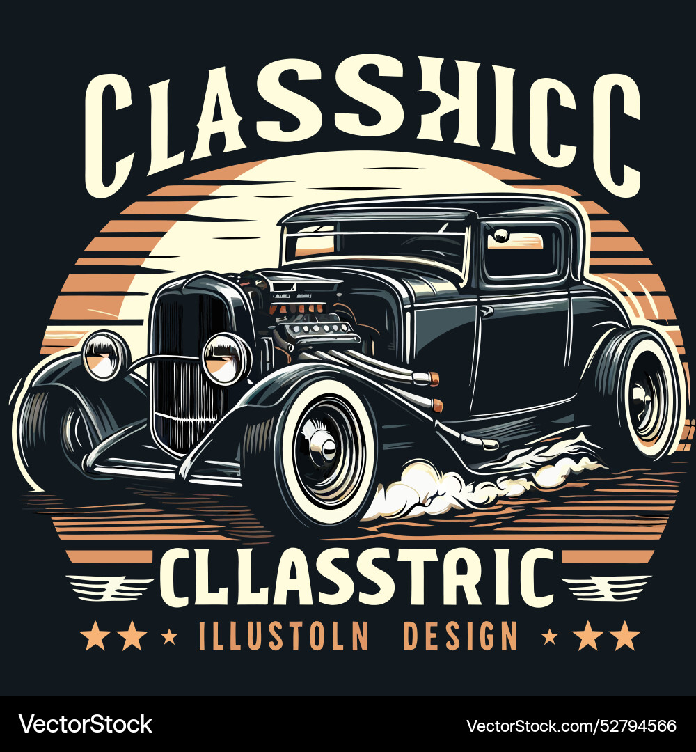 Classic vintage car art design best Royalty Free Vector