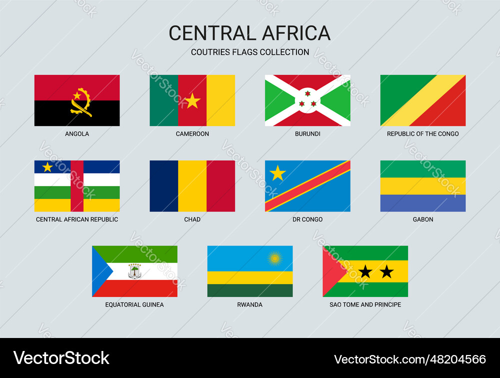 Collection of central africa countries flags Vector Image