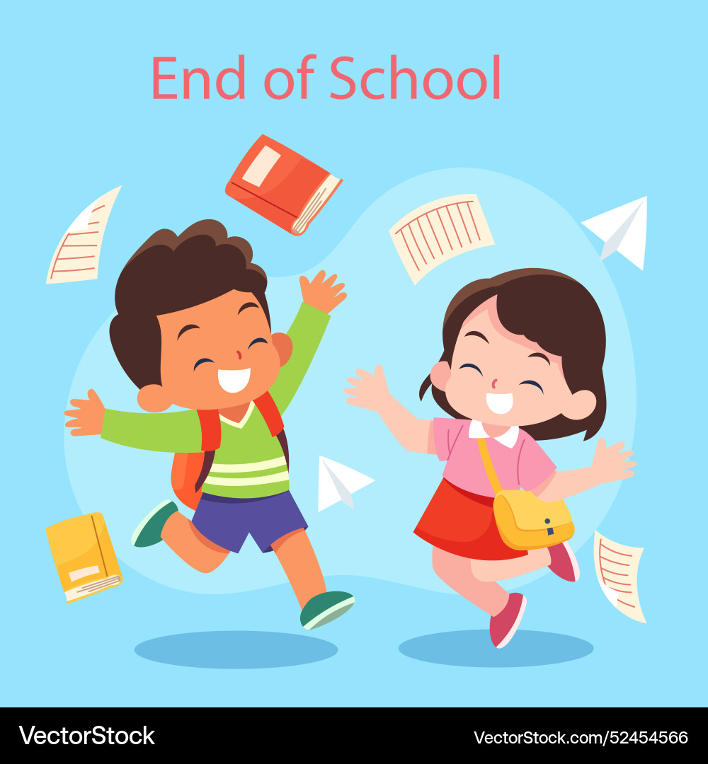 Flat end of school Royalty Free Vector Image - VectorStock