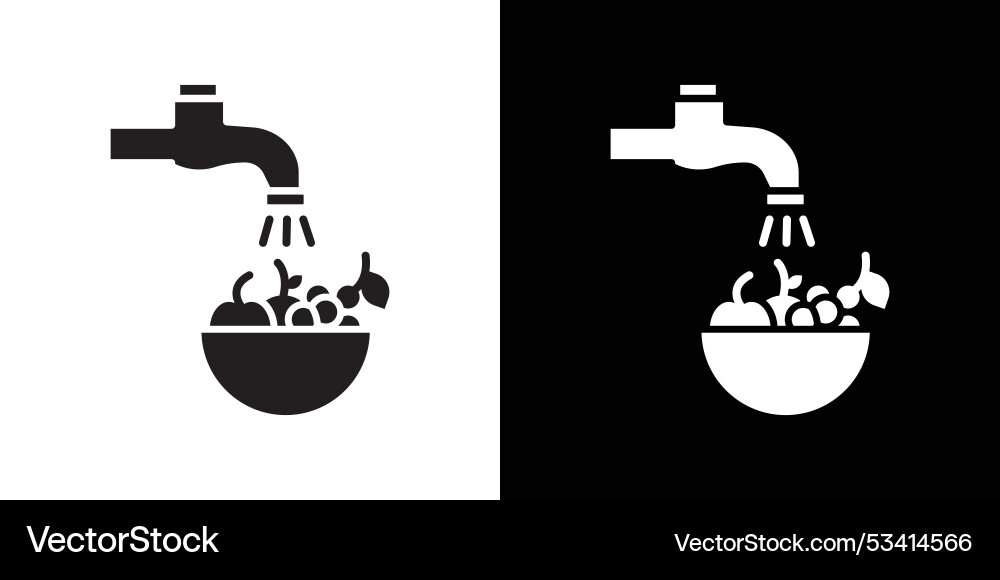 Fruits washing icon flat thin line Royalty Free Vector Image