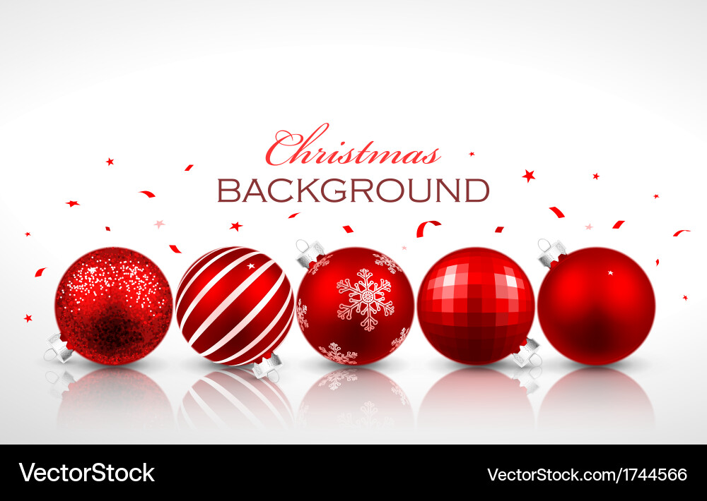 Red Christmas Balls with Reflections Royalty Free Vector