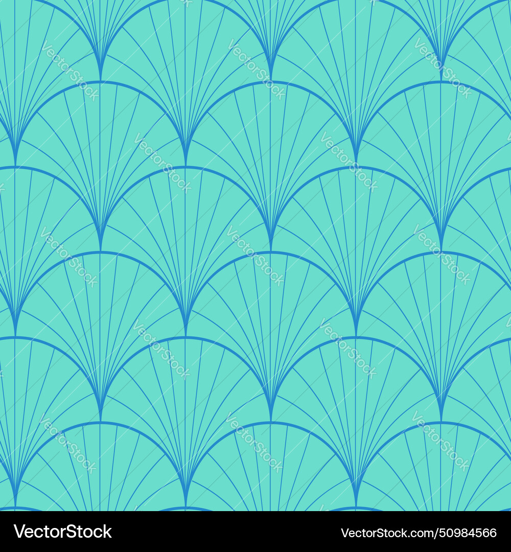 Turquoise geometric shells seamless pattern Vector Image